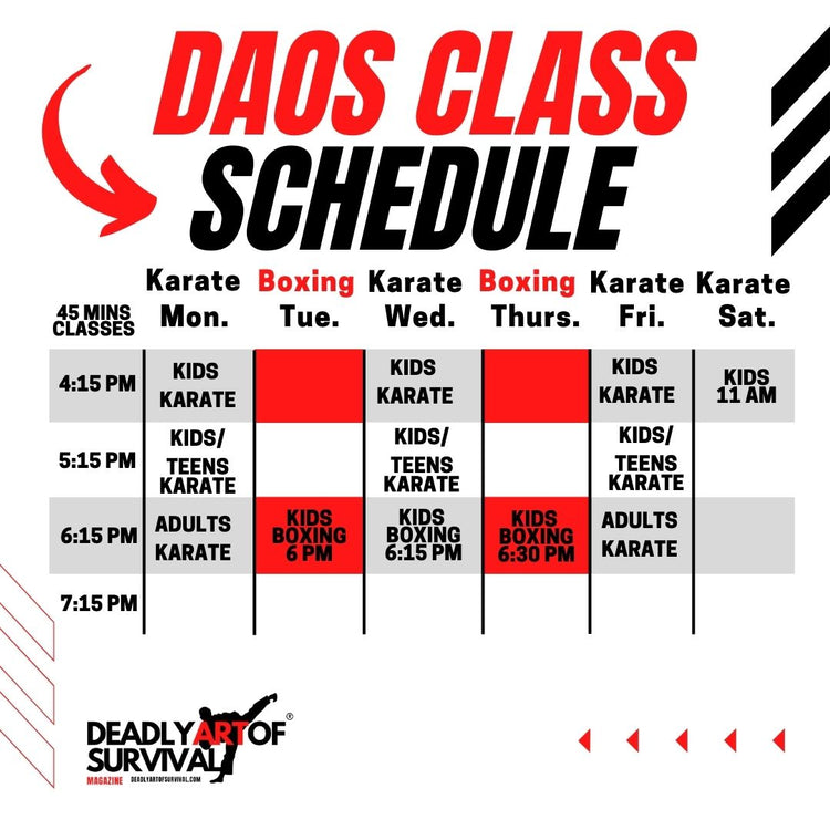 DAOS Karate Schedule – deadlyartofsurvival.com